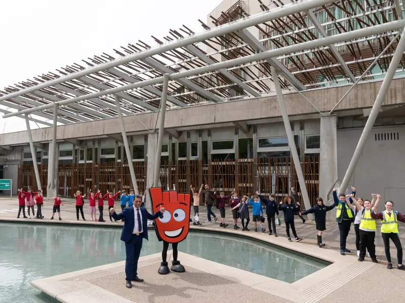 Pupils celebrate Walk to School Week at Scottish Parliament