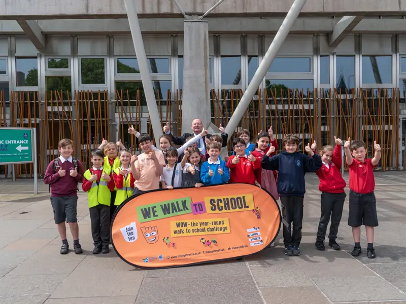 Pupils celebrate Walk to School Week at Scottish Parliament